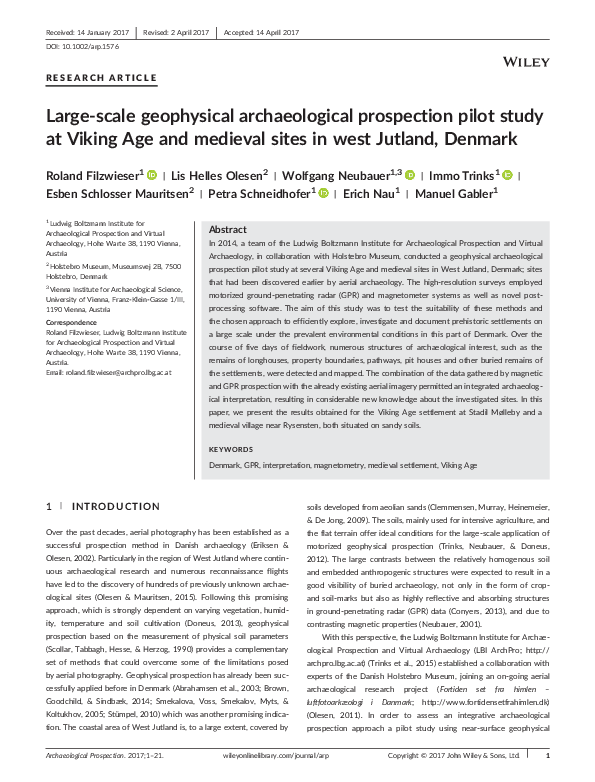 (PDF) Large-scale geophysical archaeological prospection pilot study at Viking Age and medieval ...