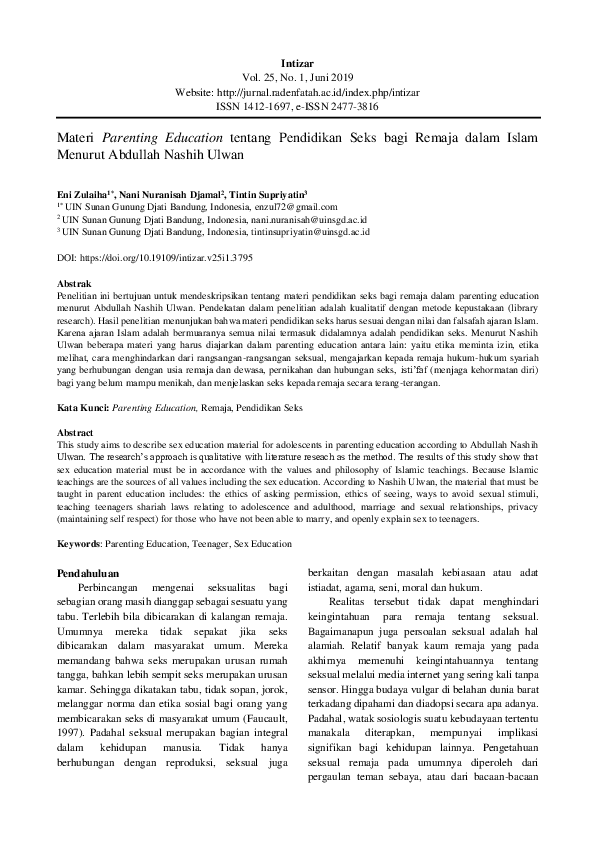 (PDF) Materi Parenting Education tentang Pendidikan Seks bagi Remaja ...