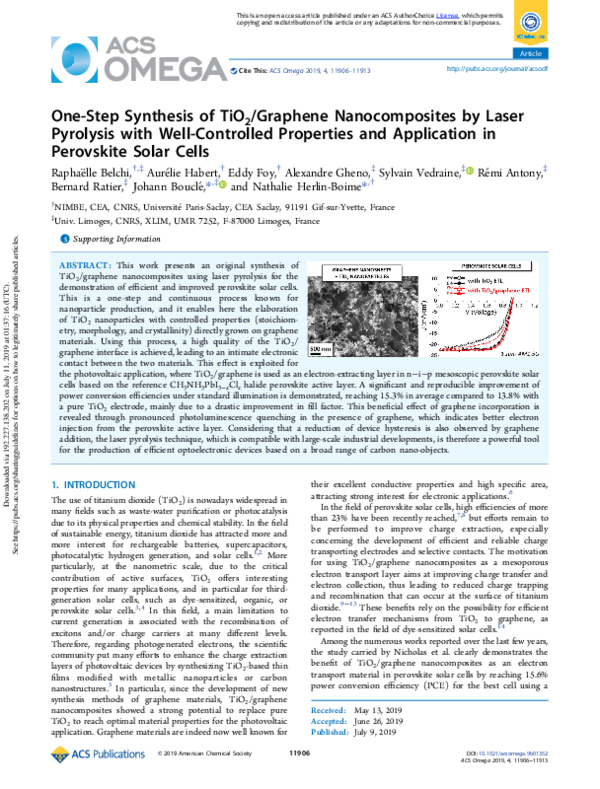 (PDF) One-Step Synthesis of TiO2/Graphene Nanocomposites by Laser ...