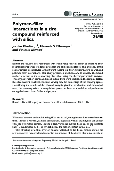 (PDF) Polymer–filler interactions in a tire compound reinforced with silica