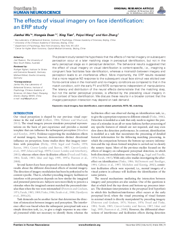 (PDF) The effects of visual imagery on face identification: an ERP ...