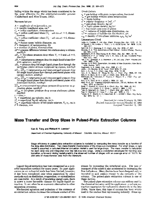 (PDF) Mass transfer and drop sizes in pulsed-plate extraction columns