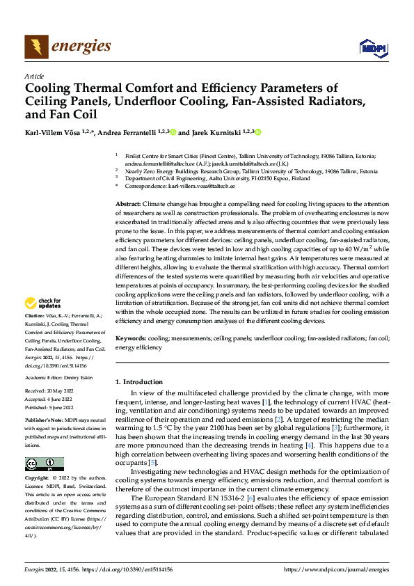 (PDF) Cooling Thermal Comfort and Efficiency Parameters of Ceiling ...