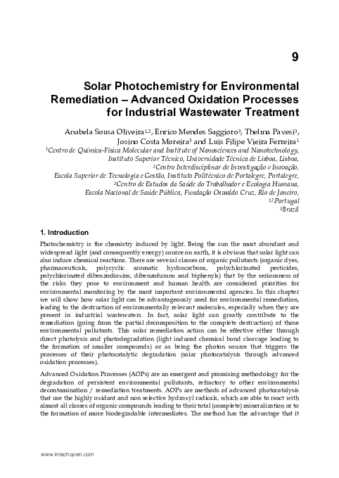 (PDF) Solar Photochemistry for Environmental Remediation - Advanced ...