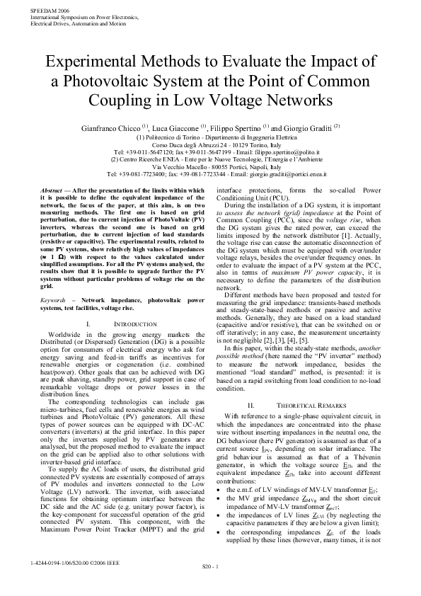 (PDF) Experimental methods to evaluate the impact of a photovoltaic ...