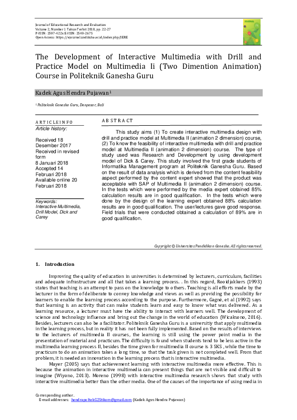 (PDF) The Development of Interactive Multimedia with Drill and Practice ...