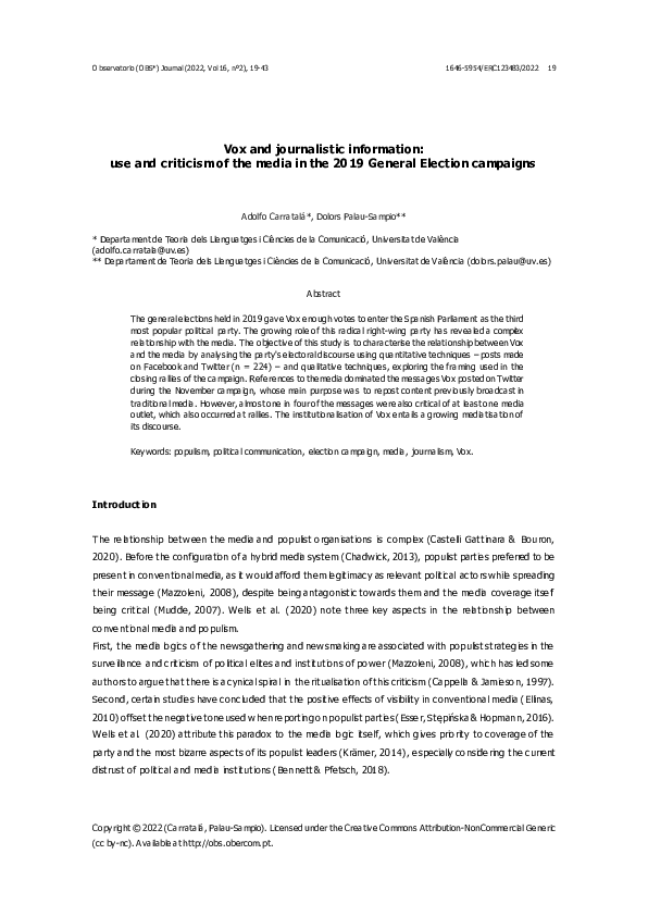 (PDF) Vox and journalistic information: use and criticism of the media ...