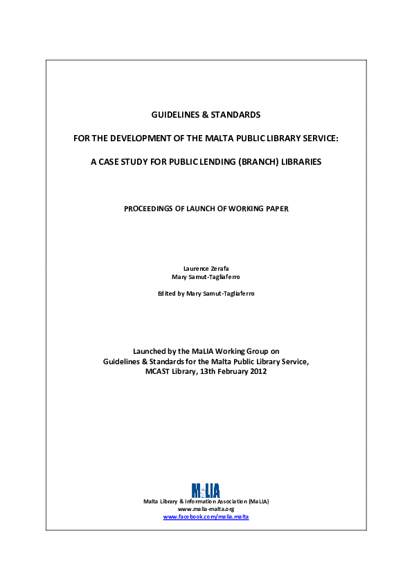 (PDF) Guidelines and standards for the development of the Malta public ...