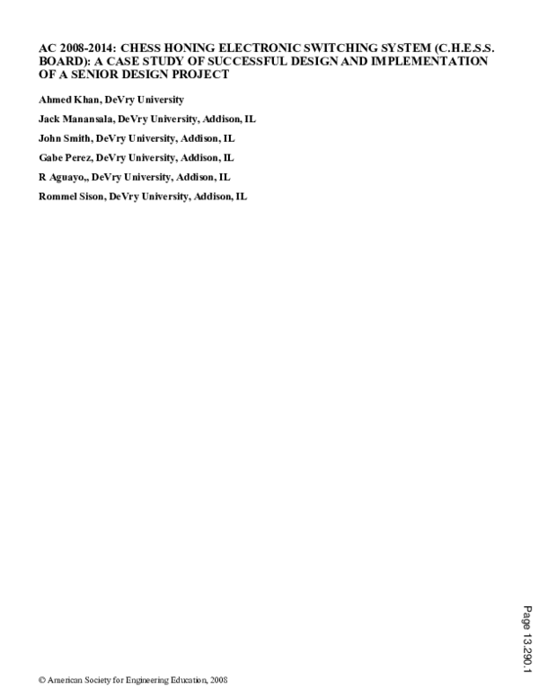 (PDF) Chess Honing Electronic Switching System (C.H.E.S.S. Board): A ...