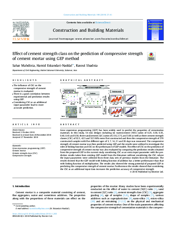 (PDF) Effect of cement strength class on the prediction of compressive ...
