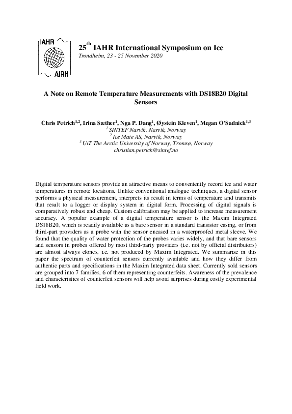 (PDF) A Note on Remote Temperature Measurements with DS18B20 Digital ...