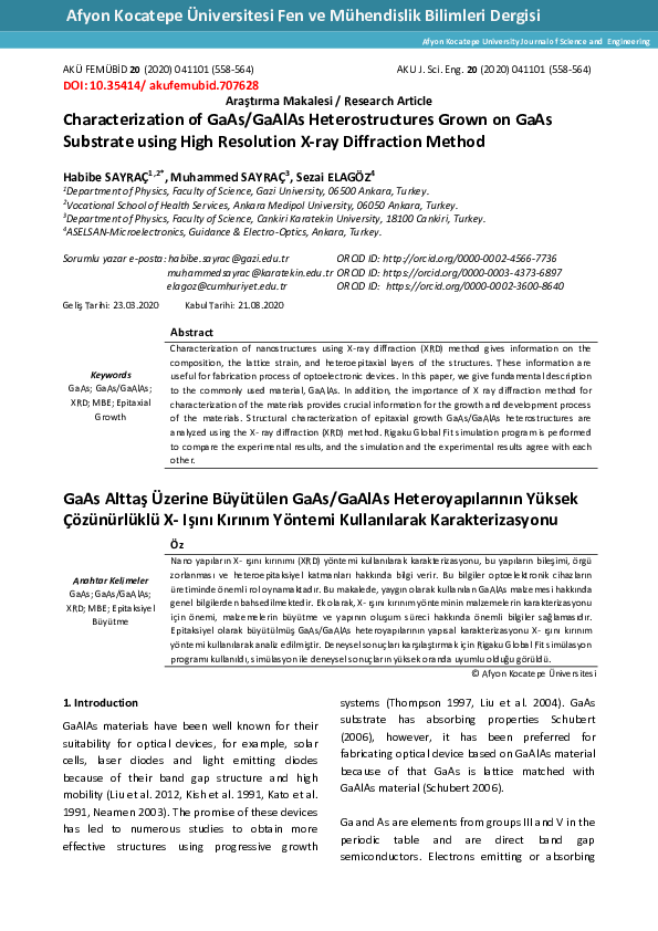 (PDF) Characterization of GaAs/GaAlAs Heterostructures Grown on GaAs ...