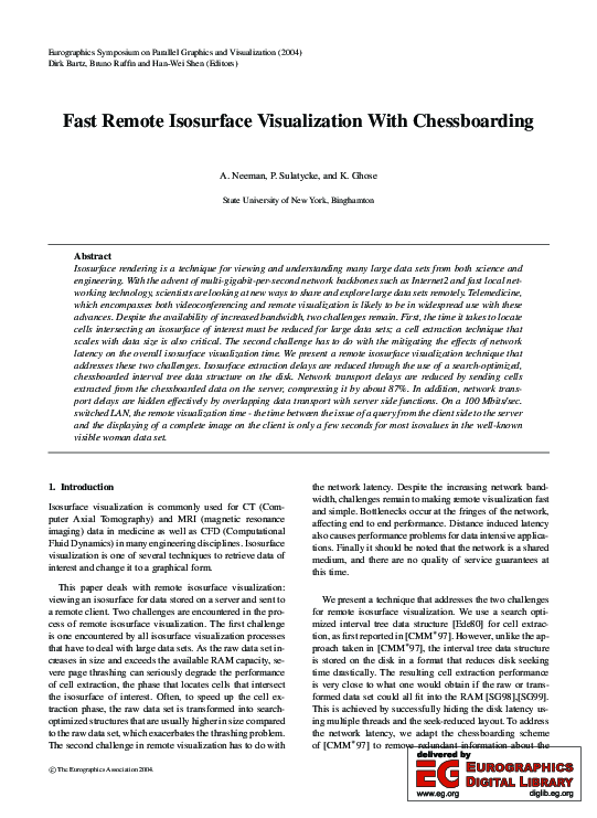 Pdf Fast Remote Isosurface Visualization With Chessboarding