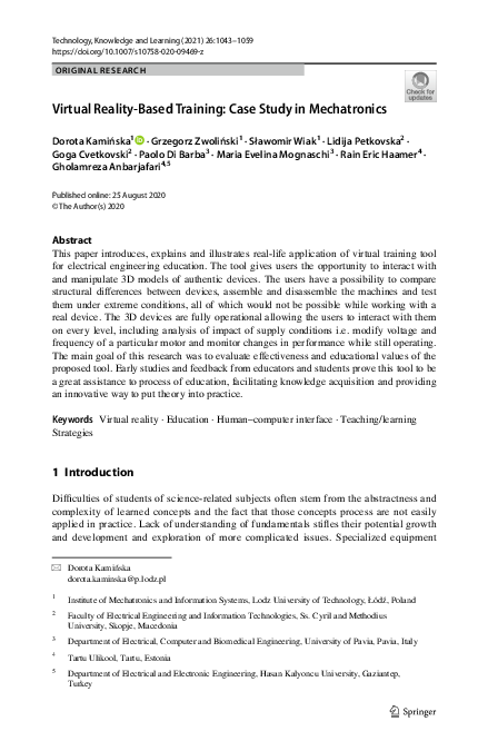 (PDF) Virtual Reality-Based Training: Case Study in Mechatronics