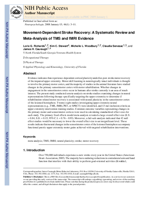(PDF) Movement-dependent stroke recovery: A systematic review and meta ...