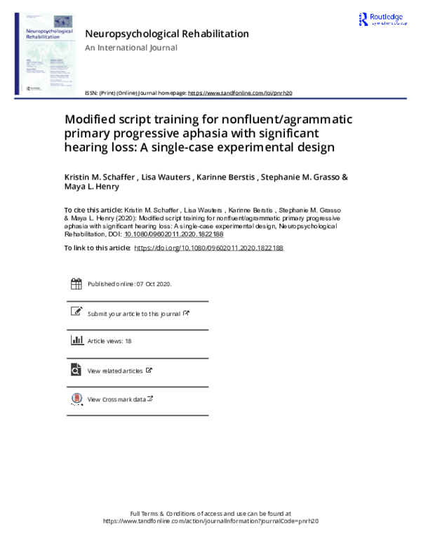 (PDF) Reading comprehension treatment in aphasia: a systematic review ...