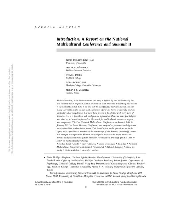 (PDF) Introduction: A report on the National Multicultural Conference ...