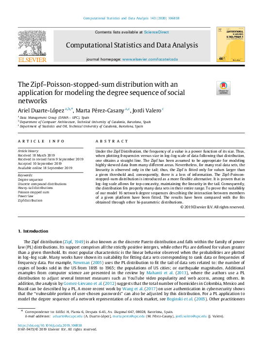 Pdf The Zipfpoisson Stopped Sum Distribution With An Application For Modeling The Degree