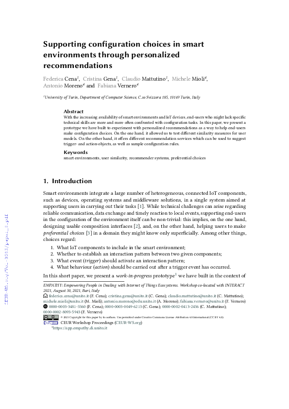 (PDF) Supporting configuration choices in smart environments through ...