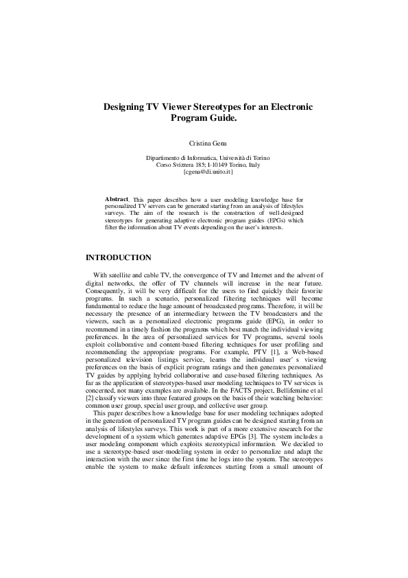 (PDF) Designing TV Viewer Stereotypes for an Electronic Program Guide ...