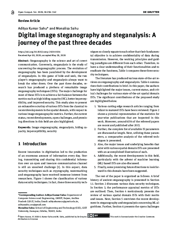 (PDF) Digital image steganography and steganalysis: A journey of the ...