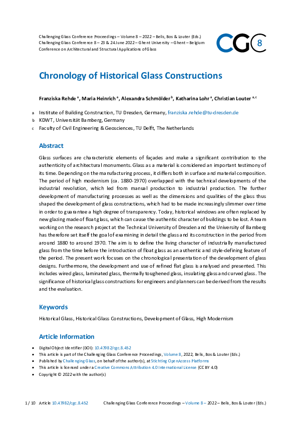(PDF) The Chronology of Historical Glass Constructions