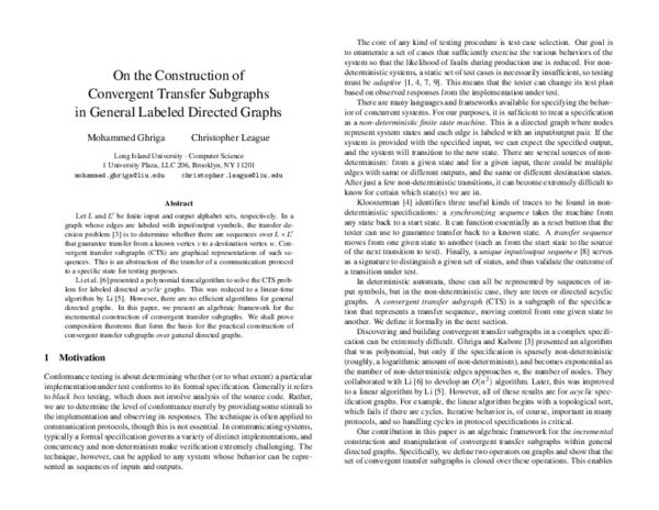 (PDF) On the construction of convergent transfer subgraphs in general labeled directed graphs