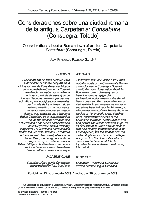 (PDF) Consideraciones sobre una ciudad romana de la antigua Carpetania ...