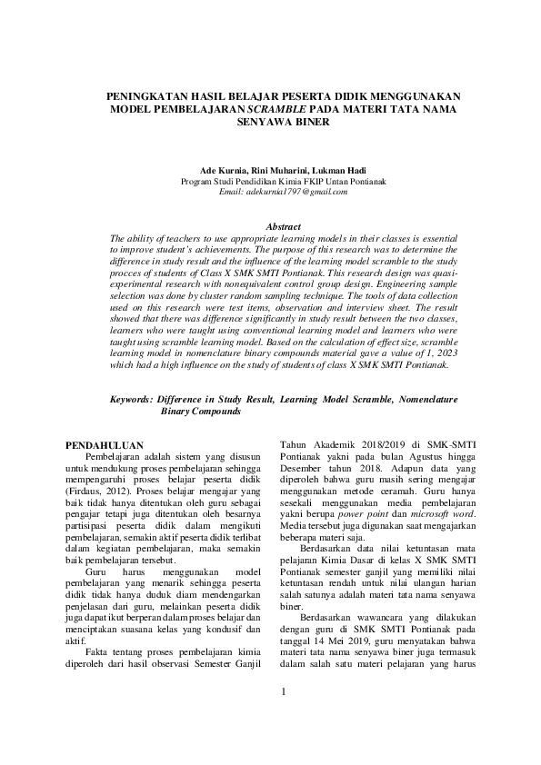 (PDF) Peningkatan Hasil Belajar Peserta Didik Menggunakan Model ...