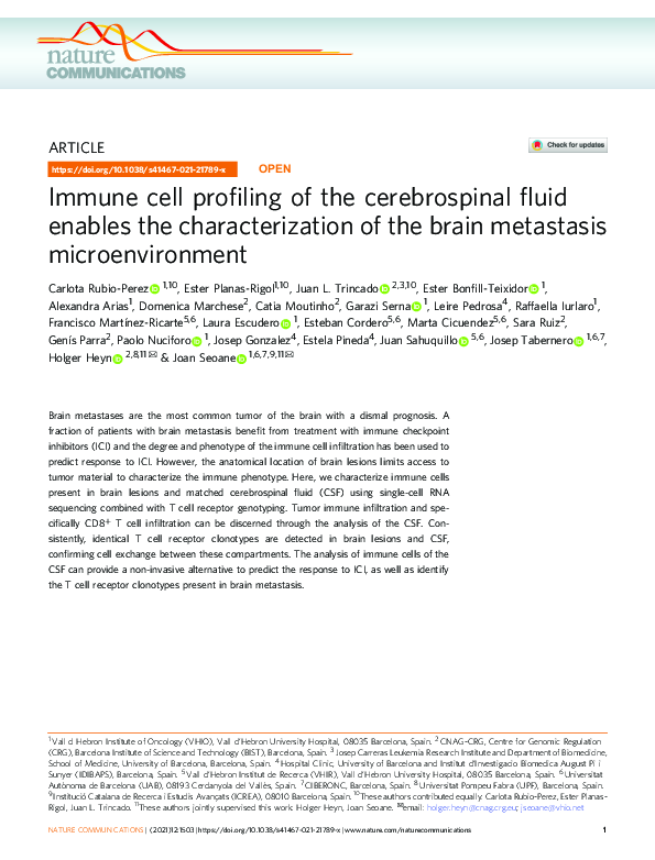 (PDF) Immune cell profiling of the cerebrospinal fluid enables the ...