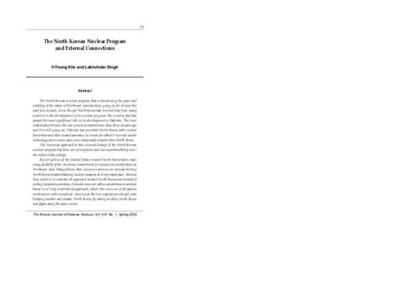 (PDF) The North Korean Nuclear Program and External Connections