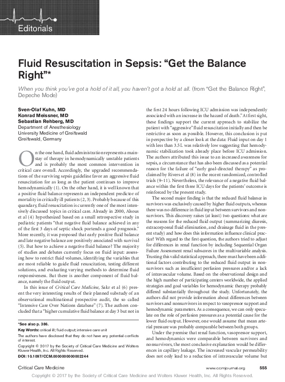 (PDF) Fluid Resuscitation in Sepsis