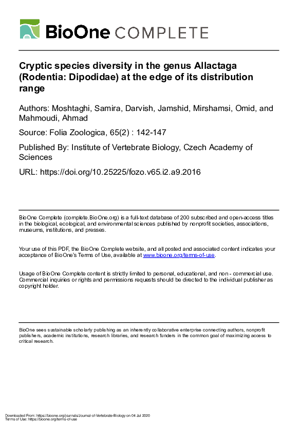 (PDF) Cryptic species diversity in the genus Allactaga (Rodentia: Dipodidae) at the edge of its ...