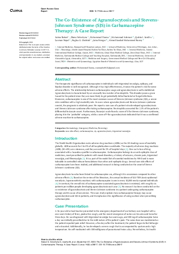 (PDF) The Co-Existence of Agranulocytosis and Stevens-Johnson Syndrome ...