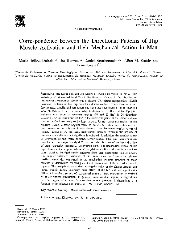 (PDF) Correspondence between the directional patterns of hip muscle ...