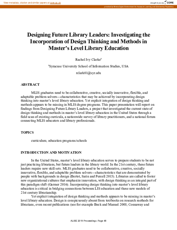 (PDF) Designing future library leaders: Investigating the incorporation ...