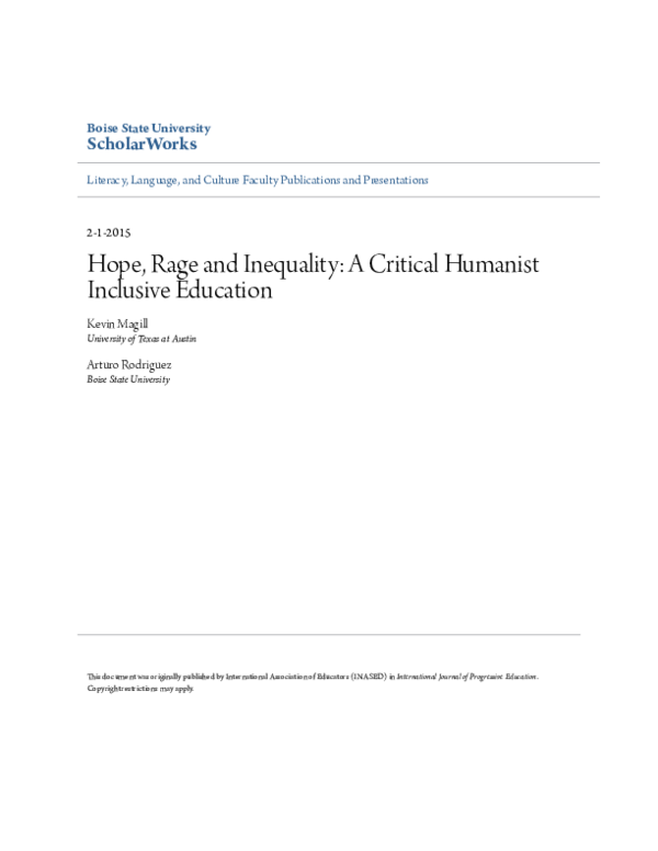 (PDF) Hope, Rage and Inequality: A Critical Humanist Inclusive ...