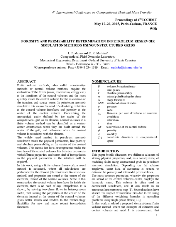 (PDF) Porosity and Permeability Determination in Petroleum Reservoir Simulation Methods Using ...