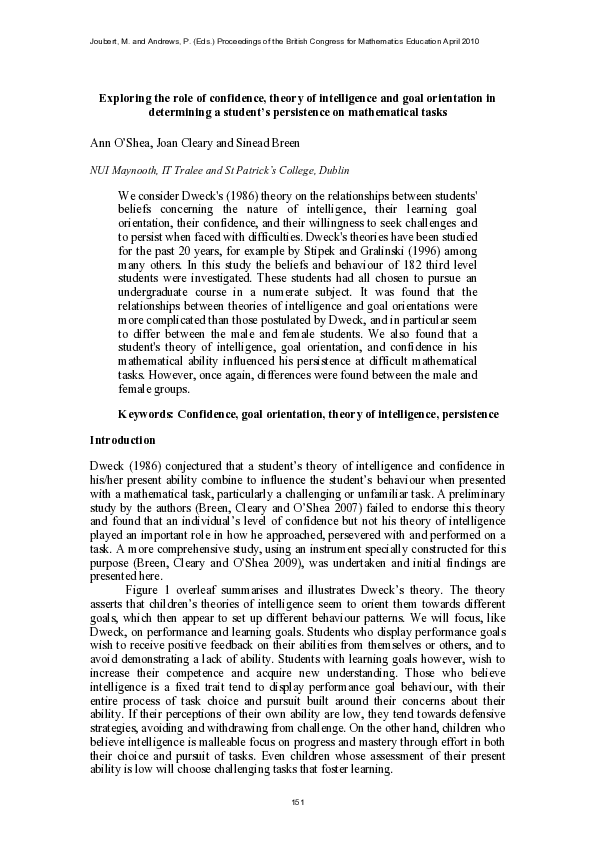 (PDF) Exploring the role of confidence, theory of intelligence and goal orientation in ...