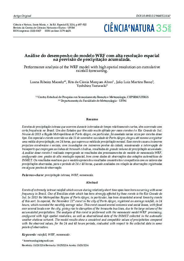 (PDF) Análise Do Desempenho Do Modelo WRF Com Alta Resolução Espacial ...
