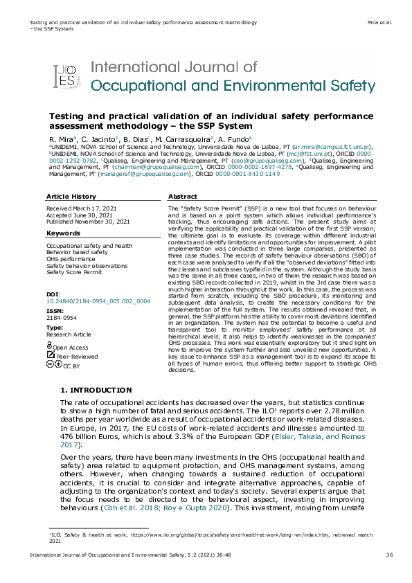 (PDF) Testing and practical validation of an individual safety ...