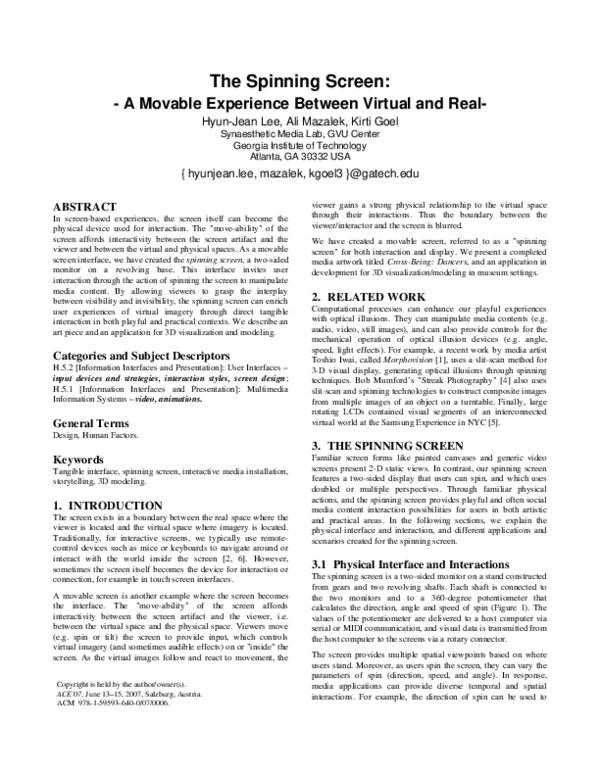 (PDF) The spinning screen