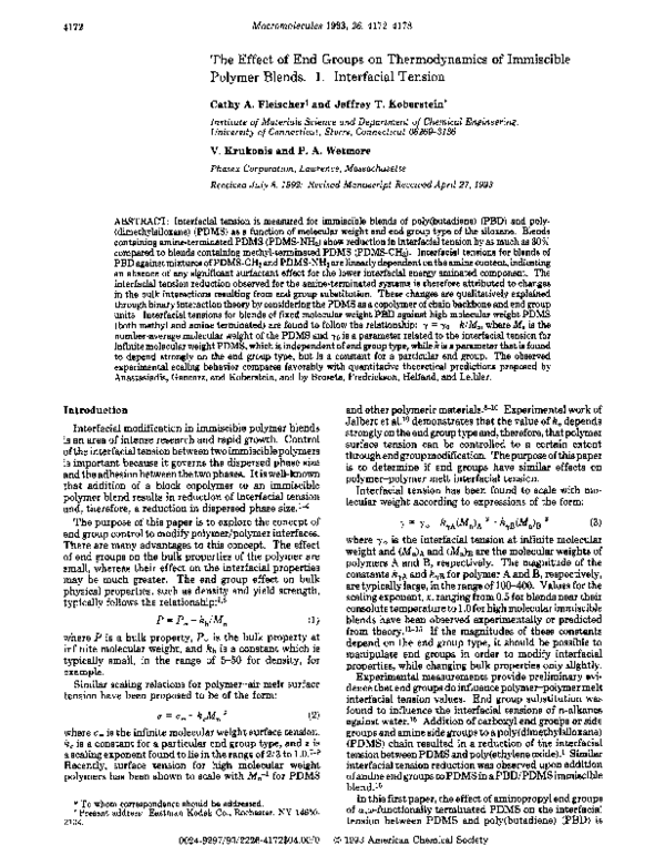 (PDF) The effect of end groups on thermodynamics of immiscible polymer ...