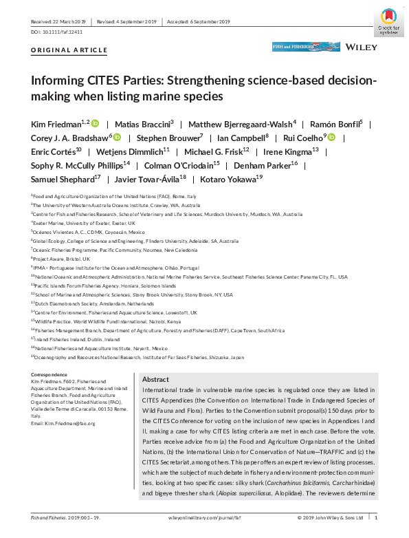(PDF) Informing CITES Parties: Strengthening science‐based decision ...