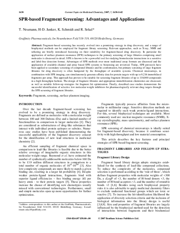 (PDF) SPR Techniques for Fragment Library Screening