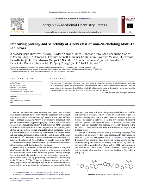 (PDF) Improving potency and selectivity of a new class of non-Zn ...