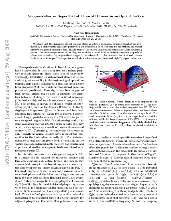 (PDF) Staggered-Vortex Superfluid of Ultracold Bosons in an Optical Lattice
