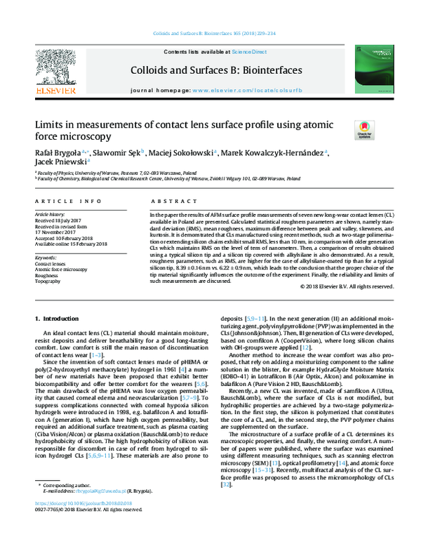 (PDF) Limits in measurements of contact lens surface profile using ...