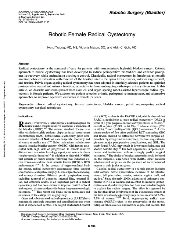(PDF) Robotic Female Radical Cystectomy