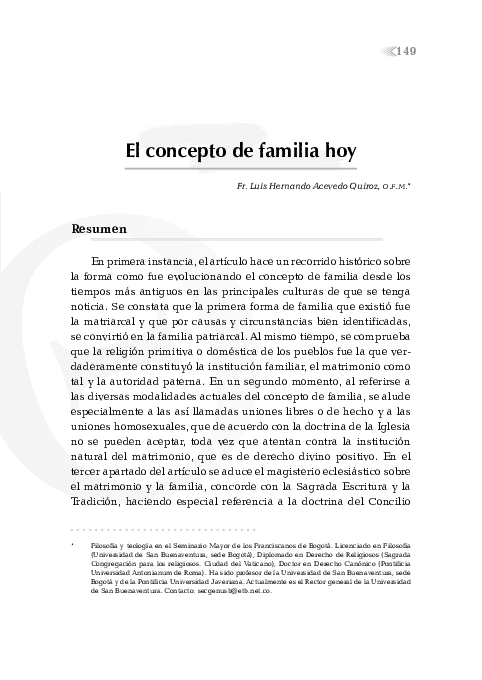 (PDF) El concepto de familia hoy